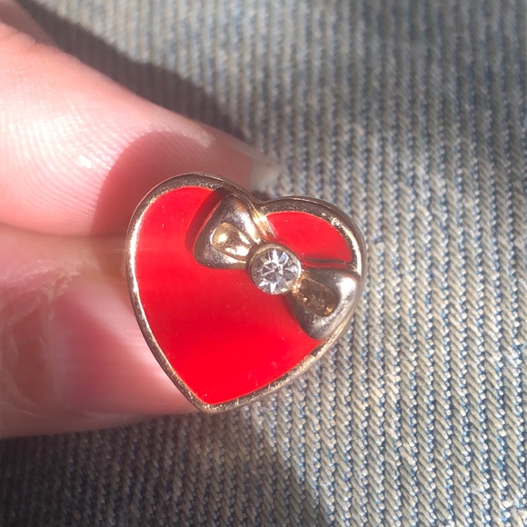 Jewelry | Red Enamel Heart Ring | Poshmark